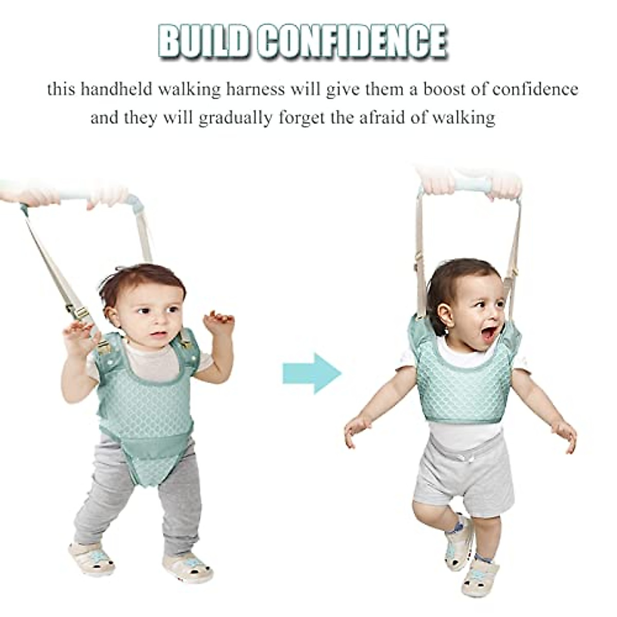 Huifen Baby Walker for Girls Adjustable Baby Walking Harness with Detachable Crotch Baby Support Assist Handheld Kids Walker Helper for Baby Learn to Walk (9-24 Months) (Breathable Green)