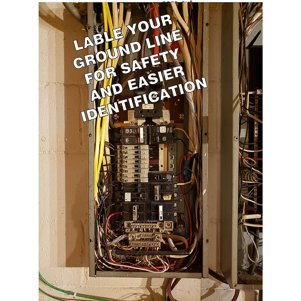 Ground Symbol Sticker 1" x 1" Double Glue Decal Screen Printed in a roll of 100 (Yellow)