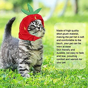 Cat Dog Strawberry Hat Adjustable Comfortable Pet Costume Decoration Headgear for Daily Wear Birthday Party