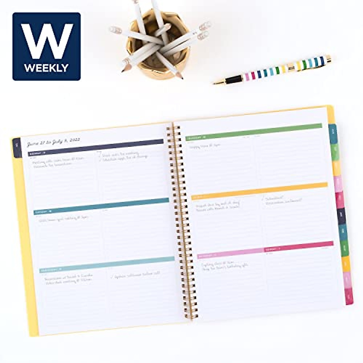 AT-A-GLANCE 2022-2023 Planner, Weekly & Monthly Academic, 8-1/2" x 11", Large, Simplified by Emily Ley, Yellow Linen (EL85-905A)