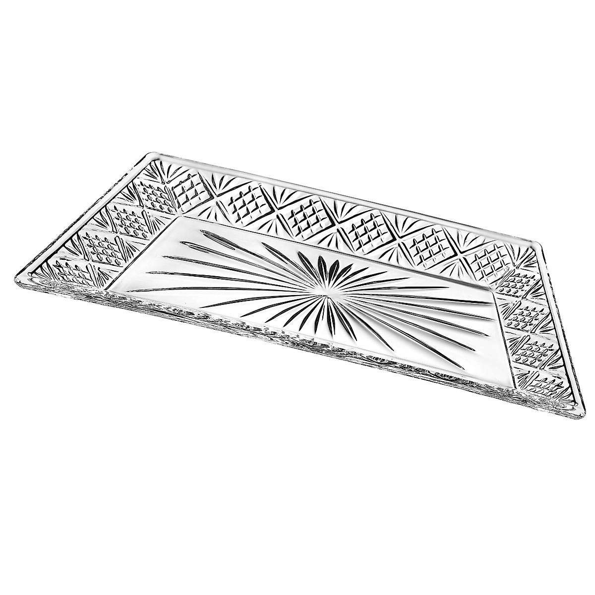 Godinger Dublin Rectangular Crystal Tray, 12 Inch x 6.5 Inch