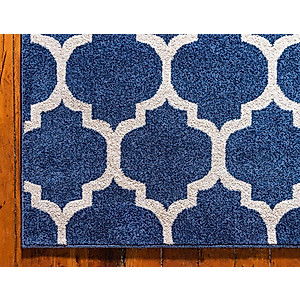 Unique Loom Trellis Collection Area Rug - Philadelphia (8' x 11' Rectangle Dark Blue/Navy Blue)