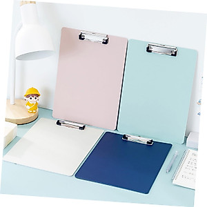 NUOBESTY 4 Pcs Writing pad Paper Folder exam Paper Clips folders Plastic Office File folders Small Plastic clipboards Artist Drawing Board Plastic Writing Board Document Organizer Simple a4