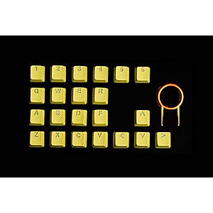 Tai-Hao 22 Key Set TPR Rubber Keycap for Cherry Mx Gaming Keyboards OEM Profile Shine-Through Backlite (Zinc Yellow)