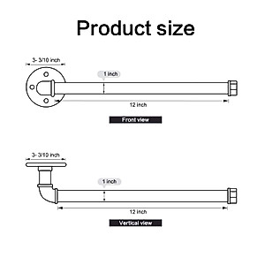 HouseAid Industrial Pipe Paper Towel Holder for Kitchen, Vintage Style Heavy Duty DIY Rustic Paper Towel Rack, Wall Mount, Matte Black