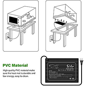 Simple Deluxe 6 X 8 Inch 8W Reptile Heating Pad with 2-Probe Digital Thermometer and Hygrometer Under Tank Heater Terrarium Warmer Heat Mat for Amphibians and Reptiles Pet, Black
