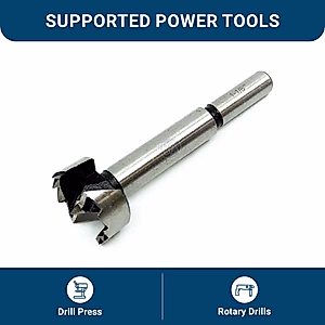 Benchmark Abrasives Drilling Forstner Drill Bit for Smooth Cutting, Woodworking Tool for Cutting Holes, Punching in Soft Hard Wood, Round Shank Fit Drills, Drill Presses (1-1/8")