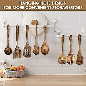 WOODME Kitchen Utensils Set 8 Piece Teak Wooden Cooking Utensil Set Non-Stick Pan Wood Spoons and Spatula Cookware for Home Everyday Use &Kitchen Tools