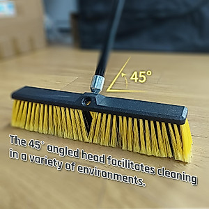 FRAXIR Push Broom Head Outdoor Large Stiff Bristle Broom Head - Excellent Cleaning Performance - Easy Installation Broom Head(18 inches)