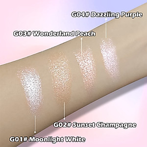 Erinde Pearl White Shimmer Glitter Highlighter Highlight Makeup Contour Powder, Silver Face Illuminator Highlighter, Highlighter Makeup iluminadores Illuminator for Face Body Cheek