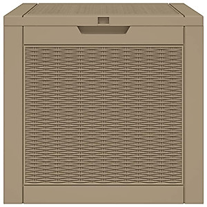 TIFITGO Asomie Patio Storage Box Light Brown 21.9"x16.9"x20.9" Polypropylene Indoor stockage bin home chest house tank Outdoor Furniture Outdoor Storage Boxes US Stock Fast Shipment White