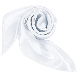 American Trends Women Silk Feeling Scarf Satin Head Scarves Vintage Square Satin Scarf Wrap Neck Scarf Lightweight Silk Like Bandana White