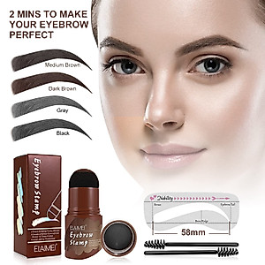 Eyebrow Stamp and Eyebrow Stencil Kit, Long Lasting Brow Stamp Kit for Perfect Eyebrow Makeup, Easy to Use, 10 Reusable Eye Brow Stencil Kit for Women Beginners (Dark Brown)