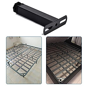 Bed Adjustable Legs, 9.8inch Metal Furniture Support Legs Foot Retractable Heavy Duty Bed Center Frame Height Slat Support Leg for Cabinet Sofa Platform Bed Frame Replacement Parts 1 Pcs (Black )