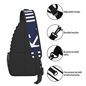Navy Blue Love Anchor Nautical Sling Bag Crossbody Daypack Travel Hiking Mini Fashion Shoulder Backpack for Men Women Kids