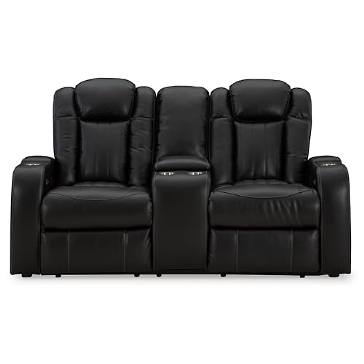 Signature Design by Ashley Caveman Den Power Reclining Loveseat with Console Love Seats, 75" W x 42" D x 42" H, Black