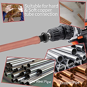 Zorveiio 5 Pcs Swaging Tool Drill Bit Set Swaging Tool Drill Bits, Copper Tube Expander Flaring Tool for Copper Tubing, HVAC Repair Kit with 3/4'' 5/8'' 1/2'' 3/8'' 1/4'' Bits - Hex Handle