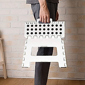 Folding Step Stool, 9 inch Collapsible Stool Premium Heavy Duty Stepping Stool Portable Foldable Step Stools for Adults Kids, Kitchen Garden Bathroom RV, Small Stool, White