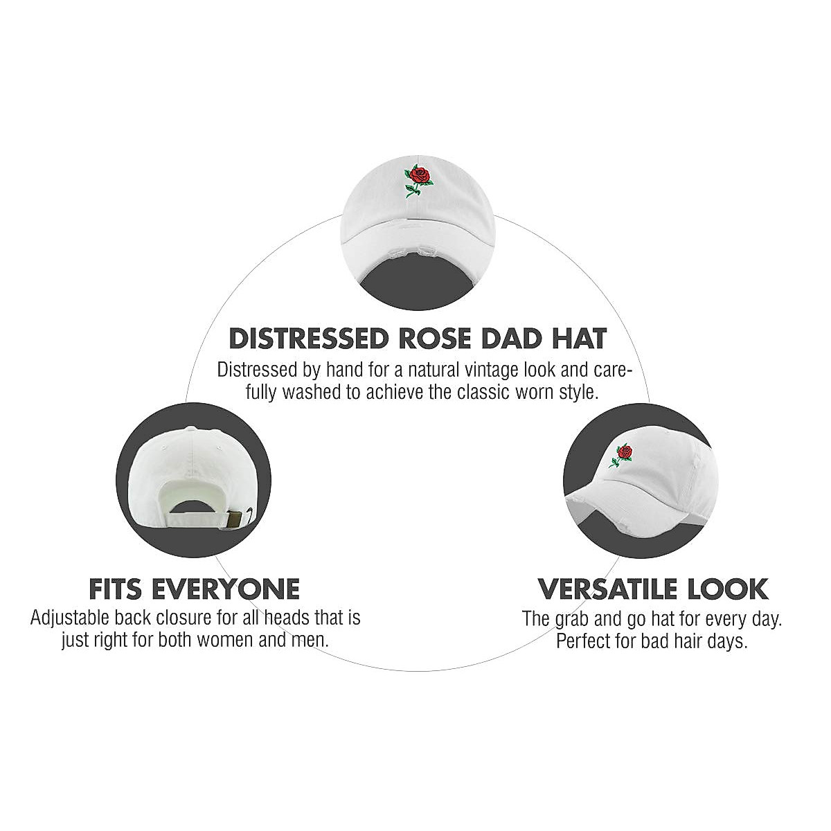 KBETHOS KBSV-124V WHT Rose Flowers Love Good Vibes Men Women Dad Hat Baseball Cap Adjustable Unisex