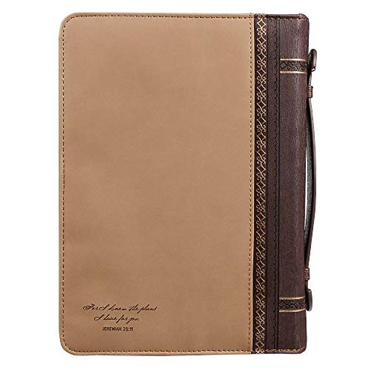 Christian Art Gifts Men's Classic Bible Cover for I Know The Plans Jeremiah 29:11, Brown Faux Leather, Large