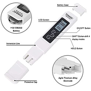 3 in 1 TDS EC Temperature Meter Pen, Digital Water Tester Kit PPM EC Meter for Drinking Water Hydroponics Aquarium RO System and Pool