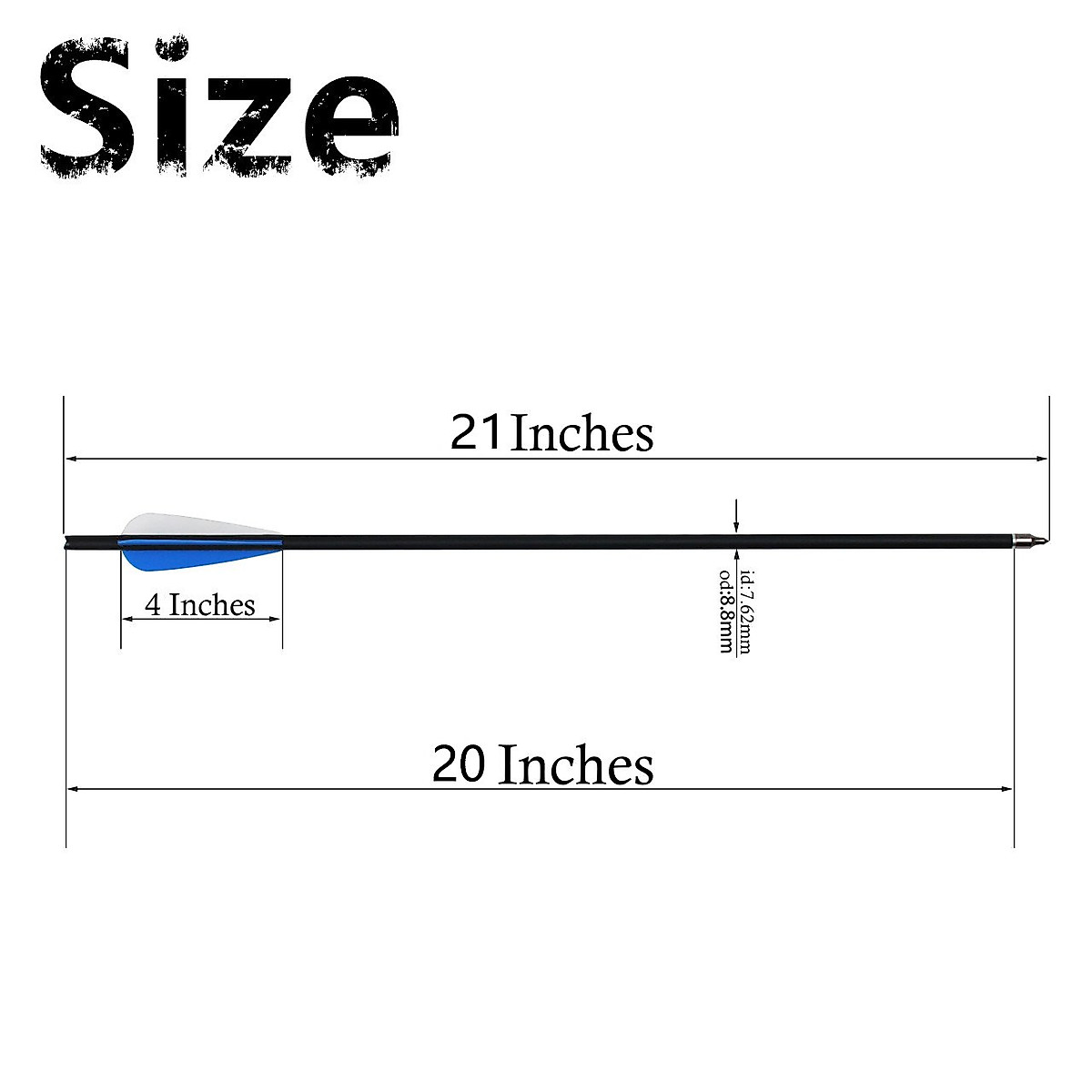 SinoArt 20" Carbon Crossbow Bolt Arrows Crossbolt Arrows with 4" vanes for Competition Practice Hunting