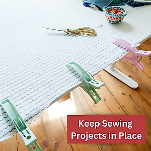 Madam Sew Jumbo Quilting Clamps | 6 Extra Large Clips for Sewing, Binding and Crafting Projects | 5 inch Wide Opening Keeps Fabric in Place