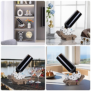 HERJIATK Wine Bottle Holder Dog Wine Rack Resin Decorative Puppy Sculpture for Home, Kitchen, Restaurant, Bar, Tabletop Decoration Gifts