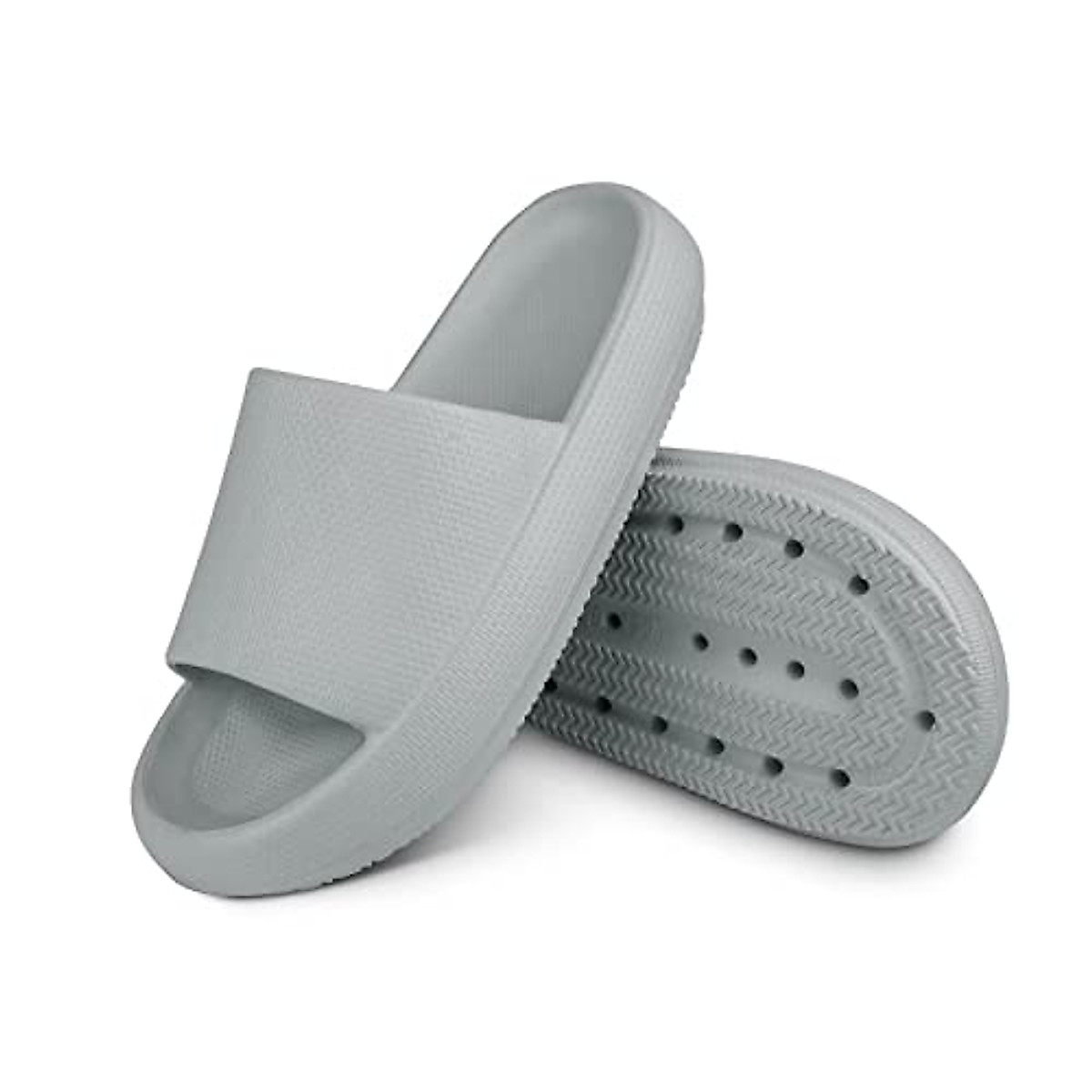 Cloud Slippers Slides for Women and Men, Pillow Sandal Slides Massage Bathroom Shower Quick Drying Non-slip Cloud Cushion Cozy Slides for Indoor & Outdoor