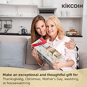 Kikcoin Large Kitchen Utensils Set - 7 PCS Silicone Cooking Utensils Set Heat-resistant 446 °F, Wooden Handle with Plastic Utensil Holder, BPA Free Spatula Ladle Spoons for Non-stick Cookware, Beige