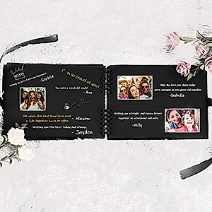 KIJETA Black Polaroid Guest Book for Wedding, Funeral, Baby Shower, Birthday, Bridal Shower, Graduation Party, 50th Anniversary - 11.5” x 8.5”, 80 Blank Pages Guestbook