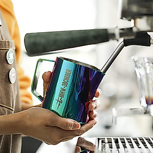 MHW-3BOMBER Milk Frothing Pitcher 16.9oz/500ml Latte Art Pitcher Stainless Steel Espresso Steaming Pitcher Colorful Barista Milk Jug P5911C