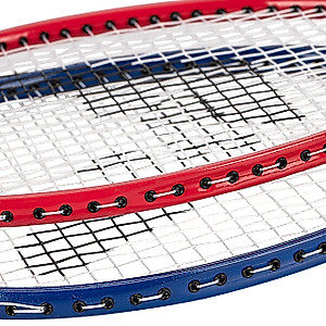 Franklin Sports 2 Player Badminton Replacement Set - 2 Badminton Racquets and 2 Shuttlecocks - Adults and Kids Backyard Game - Red, Blue, Stars, One Size