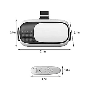 VR Generation 2 3D Glasses, Mobile Cinema Game VR Smart Glasses, Smart Glasses Game Handle Set Wireless Bluetooth Connection for Android /iOS/PC(Two Eyes Within 600 ° Can Be Adjusted)