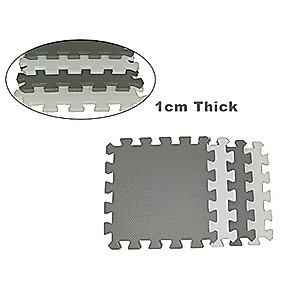 18 Pieces Foam Play Mat, Interlocking Playmat Tiles, Foam Floor Mat Tiles for Kids, Puzzle Play Mat, Exercise Gym Mats – Color of Gray & White with Border