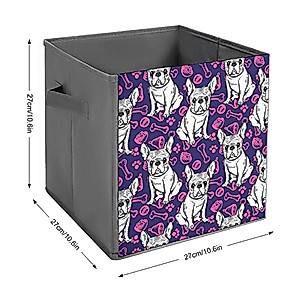 French Bulldog Storage Bin Foldable Cube Closet Organizer Square Baskets Box with Dual Handles
