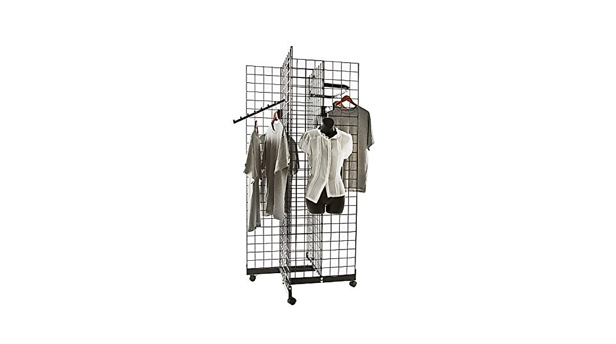 Only Garment Racks 4-Way Grid Tower Display - Compact & Versatile