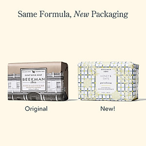 Beekman 1802 Goat Milk Body Soap Bar, Honey & Oats - Scented - 9 oz - Nourishes, Moisturizes & Hydrates - 100% Vegetable Soap with Lactic Acid - Good for Sensitive Skin - Cruelty Free