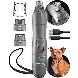 Dog Nail Grinder with LED Light, Rechargeable Dog Nail Grinder for Large Dogs, Medium & Small Dogs, Professional Pet Nail Grinder for Dogs Quiet Soft Puppy Grooming, Cat Nail Grinder, Dog Nail Trimmer