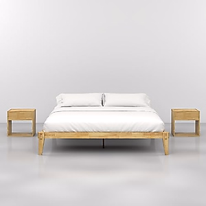 Bme Chalipa 14” King Bed Frame - Solid Wood Platform Bed - Japanese Joinery Bed Frame - Wood Slat Support - No Box Spring Needed - Easy Assembly - Minimalist & Modern Style, Golden Natural