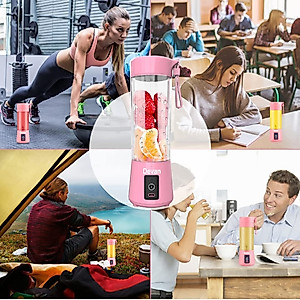 Portable Blender, BAVAD Personal Blender for Shakes and Smoothies with Mini Juicer Cup-Six Blades in 3D, USB Rechargeable (Pink)