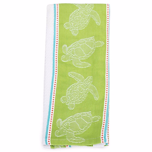 DII Design Imports Sea Turtle Jacquard Kitchen Towel Dishtowel. 18 X 28". 100% Cotton Hanging Loop Machine Wash