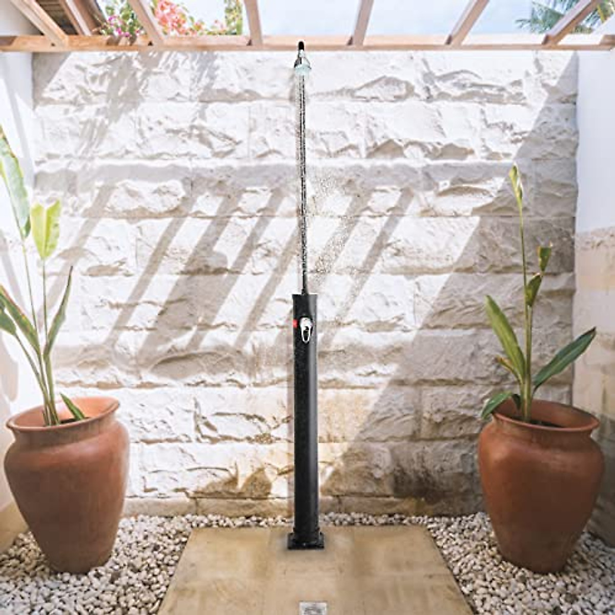 VINGLI 7FT Solar Heated Shower, Pool Solar Shower Kit with Shower Head for Outdoor Backyard Poolside Beach Pool Spa,Black