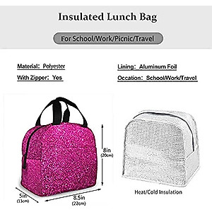 SHENGBAO Lunch Bag Pink Sparkly Glitter Lunch Box Insulated Bag Tote Bag For MenWomen Work Travel, one size