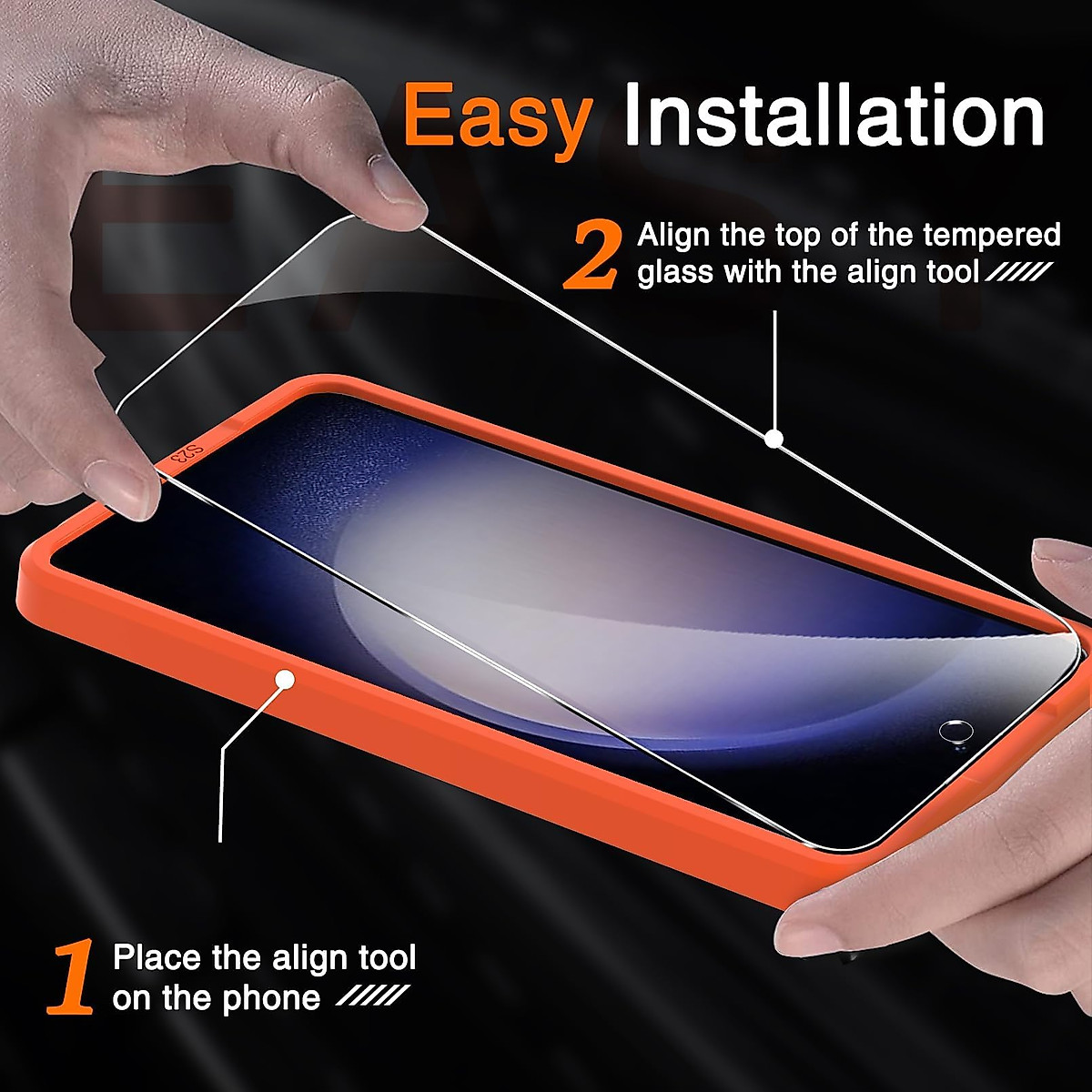 Milomdoi 3 Pack Screen Protector for Samsung Galaxy S23 6.1 Inch with 3 Pack Tempered Glass Camera Lens Protector, Ultra 9H Accessories, Case Friendly, Mounting Frame, 2.5D Curved - HD