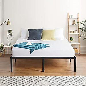 Sleeplace 14 Inch Heavy Duty Steel Slat Bed Frame/Non-Slip/Under-Bed Storage/No Box Spring Needed/No Squeaking/Bedroom Basic/Modern, Black, King