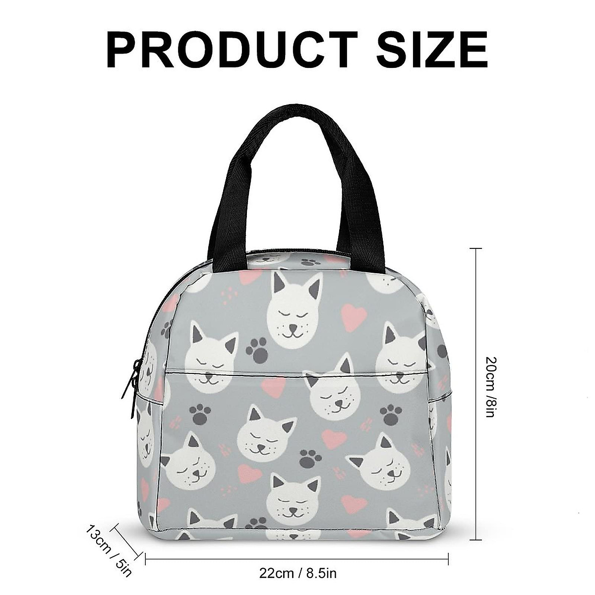 Cat Lunch Bag for Women Men, Insulated Meal Bag, Lunch Tote Bag for Work Outdoor