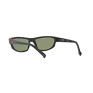 ARNETTE Unisex Sunglasses Matte Black Frame, Grey Mirror Violet Lenses, 56MM