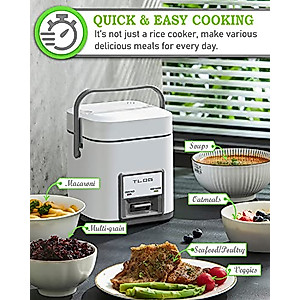 TLOG Mini Rice Cooker 2.5-Cup Uncooked(5-Cup cooked), Healthy Ceramic Coating 1.2L Small Rice Cooker for 1-3 People, Portable Travel Rice Cooker with Steam Tray, Rice Maker for Grains, White Rice, Oatmeal, Veggies