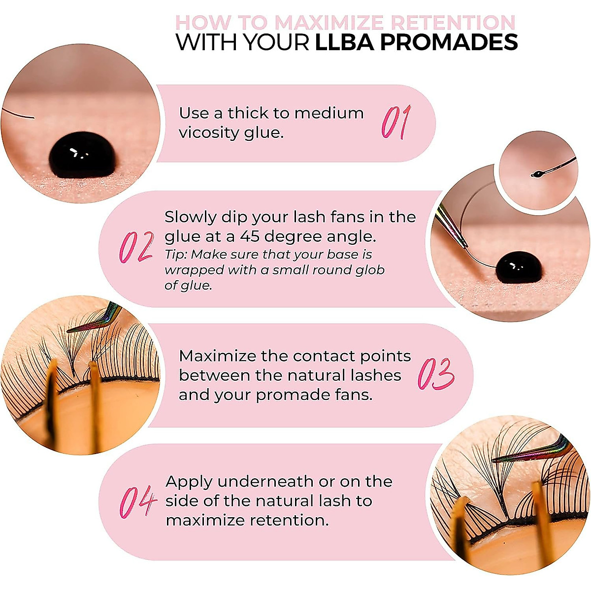 LLBA Promade Mix 750 Fans | Handmade Volume Eyelashes | Multi Selections From 5D To 12D | C CC D Curl | Thickness 0.03~0.1 mm | 9-18mm Length | Long Lasting | Easy Application 10D-0.03 D 13-14-15mm